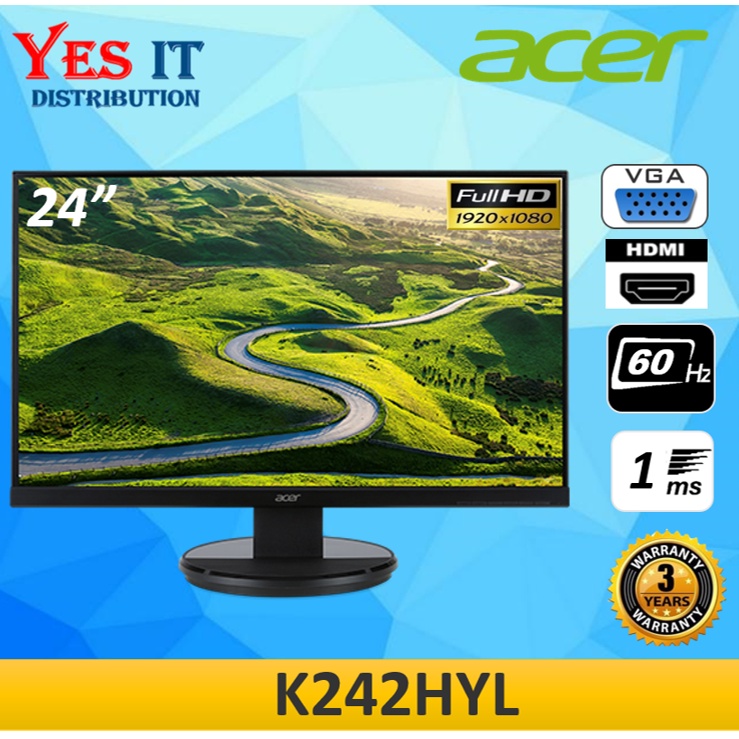 Acer K242HYL Hbi 23.8" Full HD 60Hz 1MS FreeSync VA Panel LED Monitor ...