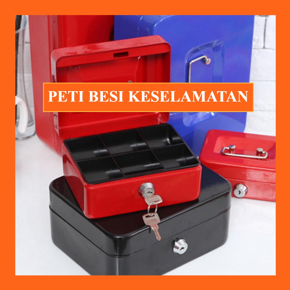 Peti Besi Kotak Keselamatan Simpan Duit Barang Kemas Berkunci Metal Petty Cash Box Safe Money ...