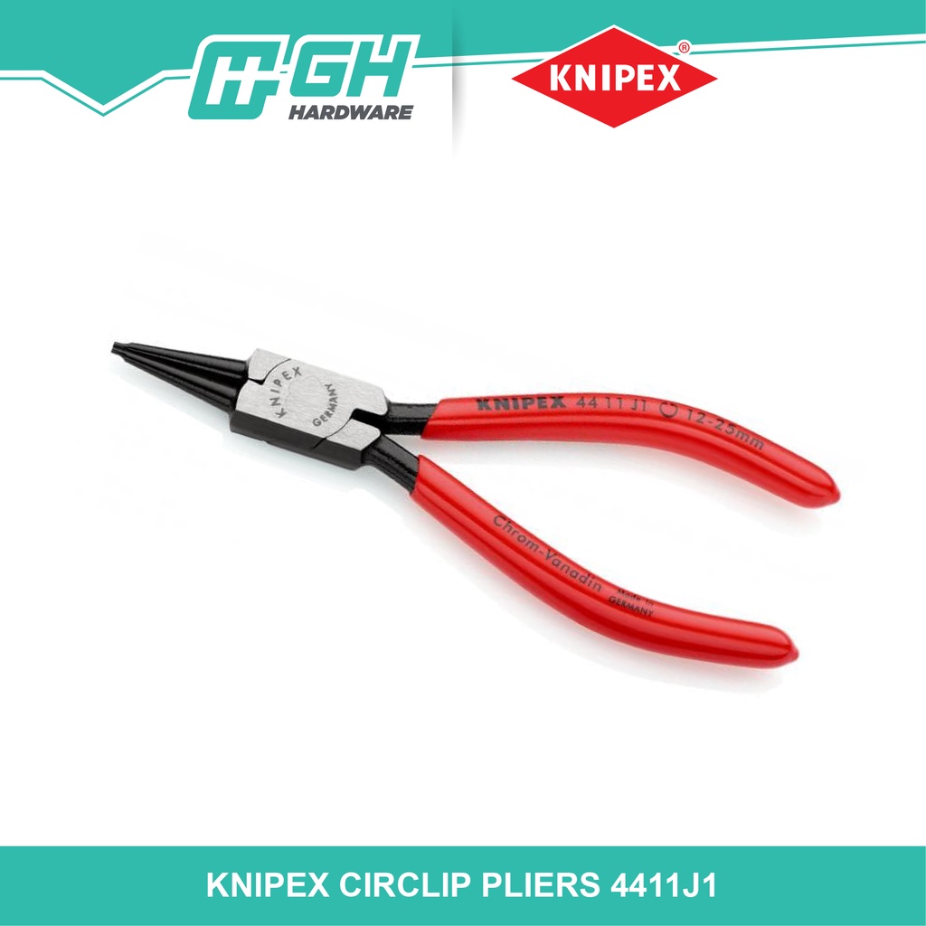 [ GH HARDWARE ] KNIPEX Circlip Pliers - For Internal Circlips In Bore Holes 12-25mm ( 4411J1 ...