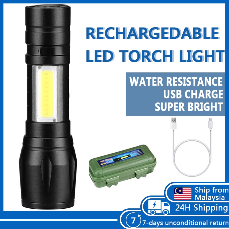 3 Mode Waterproof LED Torch Light XPE + COB LED Headlight USB ...