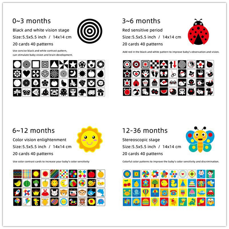 Black White Color Cards Preschool Early Educational Baby Visual ...
