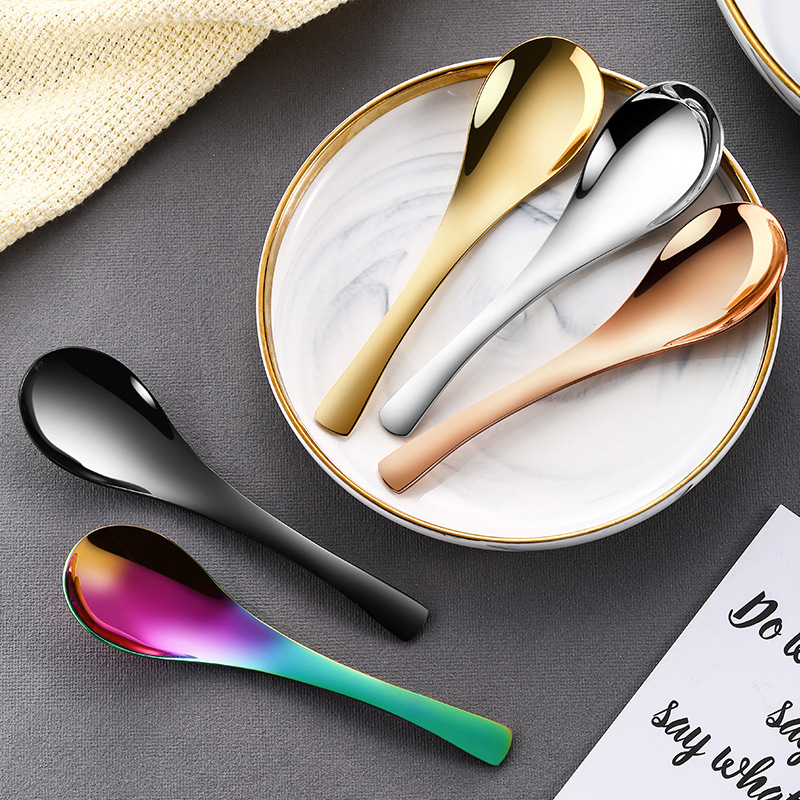 Korean thickened stainless steel soup spoon golden soup spoon domestic ...