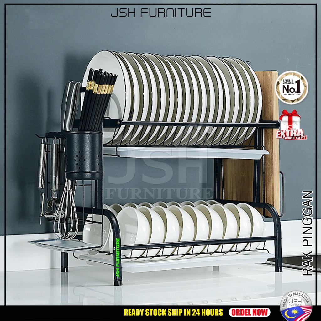 Stainless Steel Dish Rack Rak Pinggan Rak Dapur Dish Drainer Dish Rak ...