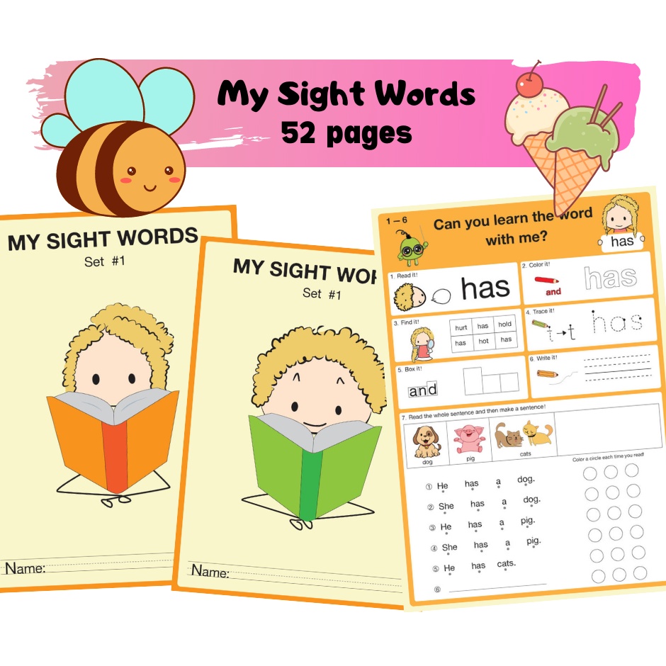 A218 - Printable My sight words Worksheets 52 pages [PDF] preschool ...