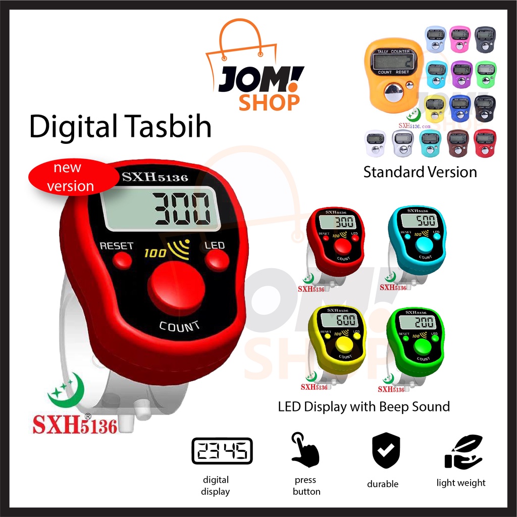 LED Display Beep Sound Digital Tasbih /Hand Tally Finger Counter/Tasbih ...