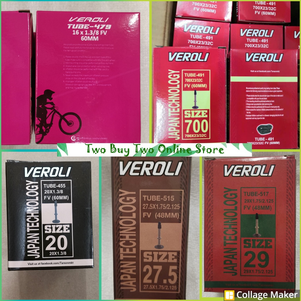 Veroli Bicycle Tube /Tuib Basikal /Butyl inner Tube (16'/20'/24'/26'/29 ...