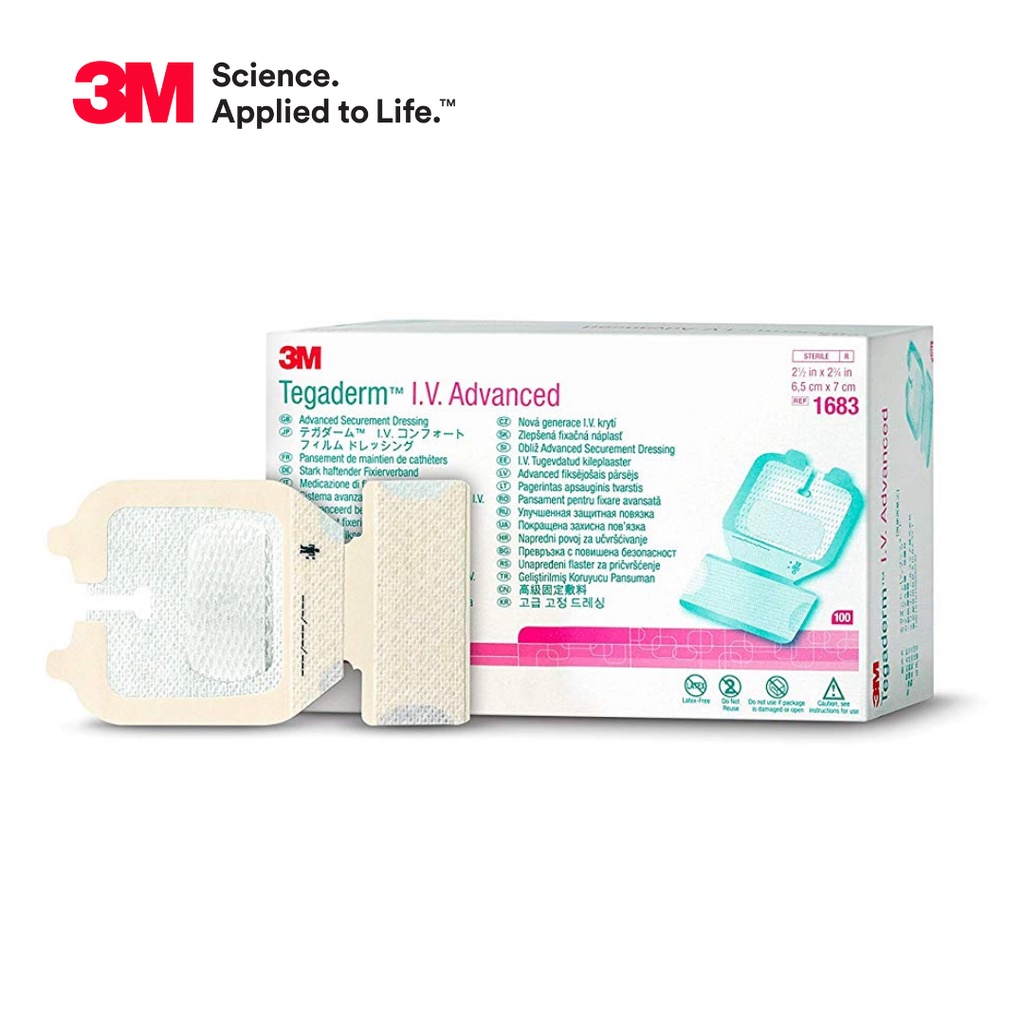 3M Tegaderm I.V. Advanced Securement Dressing 1683, 6.5 cm x 7 cm ...