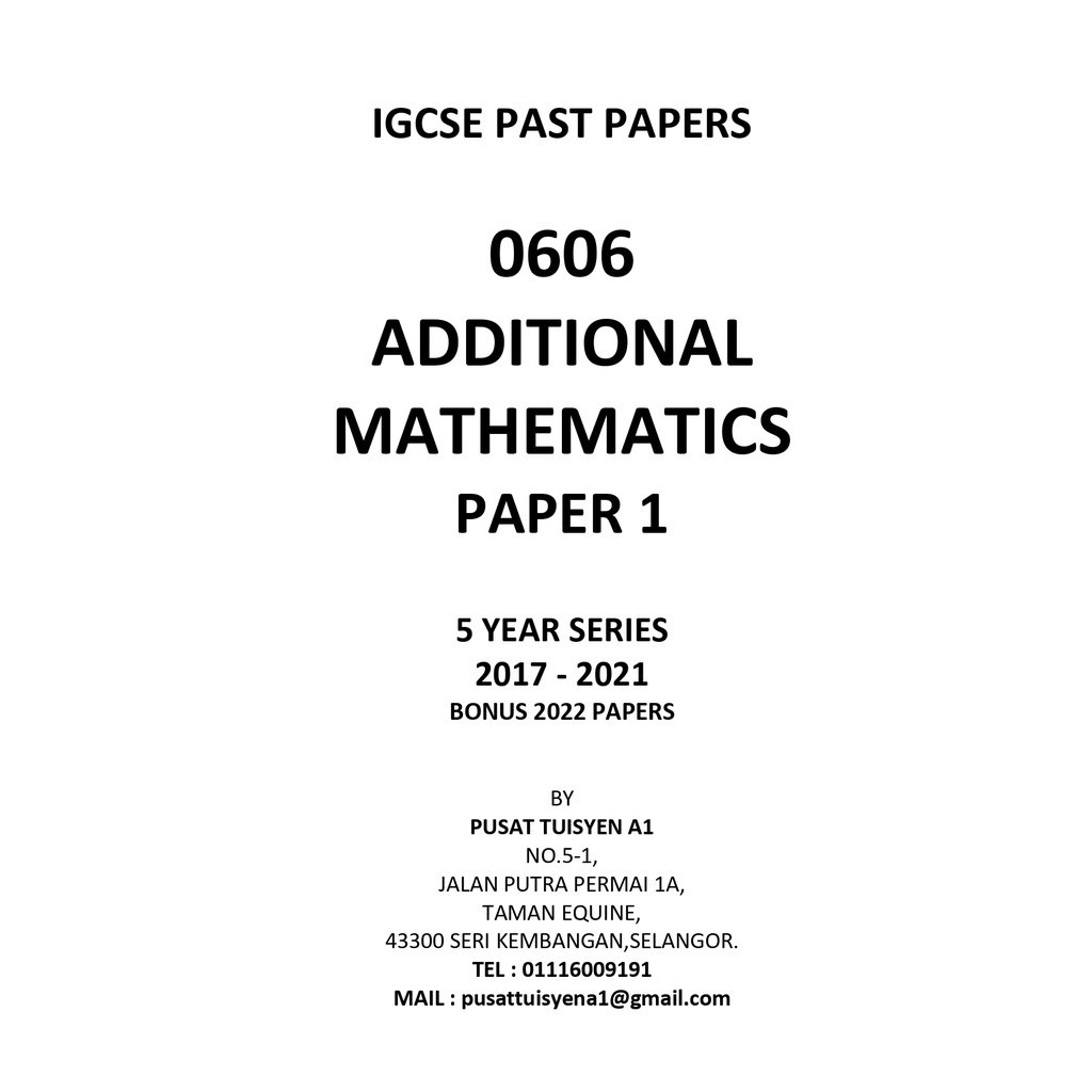 IGCSE Past Year Papers Additional Mathematics 0606 | Shopee Malaysia