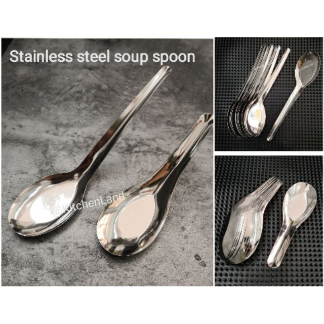 12pcs stainless steel soup spoon | Shopee Malaysia