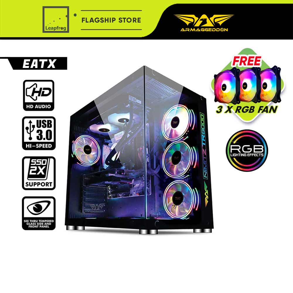 Armaggeddon Nimitz TR8000 Tampered Glass PC Case | RGB Lighting Front ...