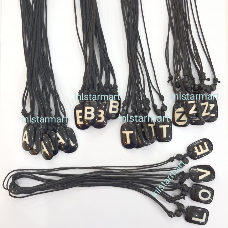 Rantai Tali Hitam Huruf Alphabet A-Z Pendant Necklace Alphabets Chain ...