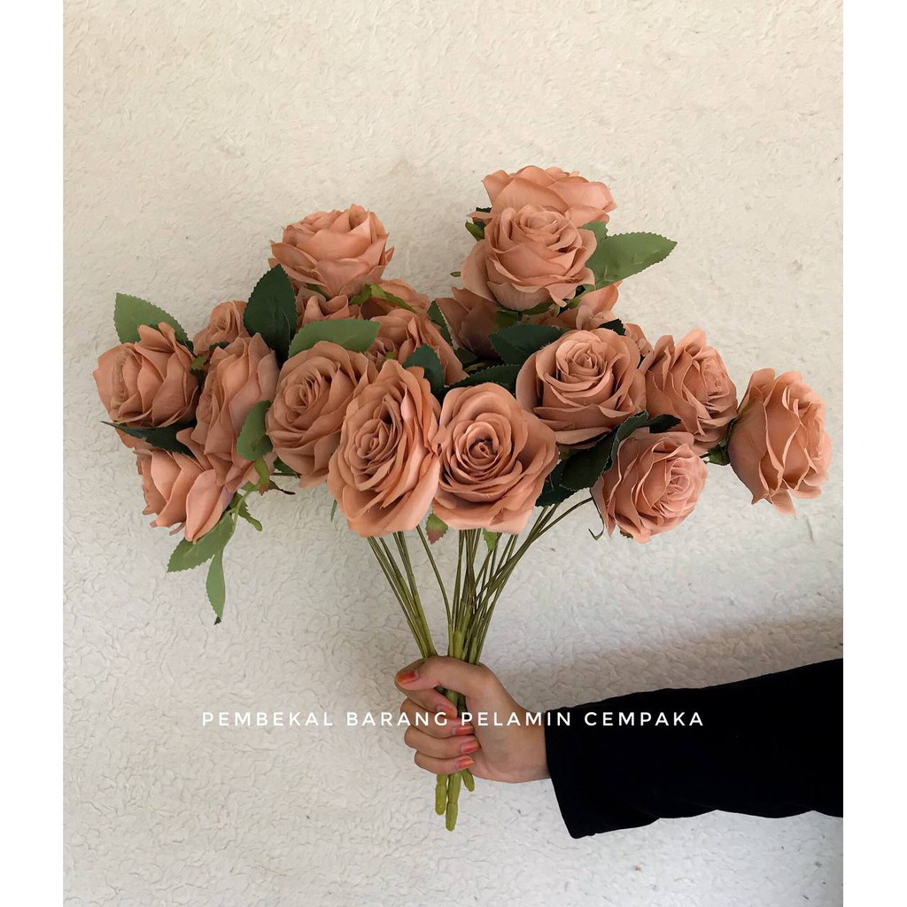 9 Big Head Rose Artificial Hand Bouquet Flower for Wedding Engagement ...