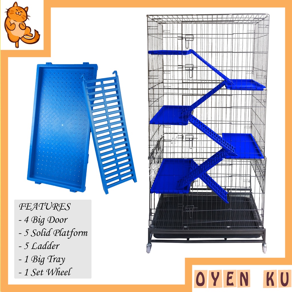(5 LEVEL) Sangkar Kucing 5 Tingkat / Cat Cage 5 Level Large Iron Pet ...