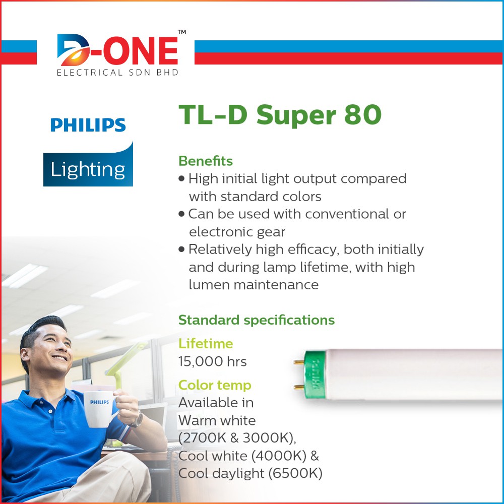 Philips Fluorescence Tubes - TL-D T8 Super 80 (T8 TUBE) ( PLEASE CHOOSE ...