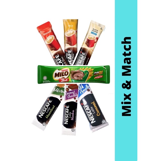 Nescafe coffee ( 3 in 1 )2 sachets assorted flavors / Milo Stickpack ...