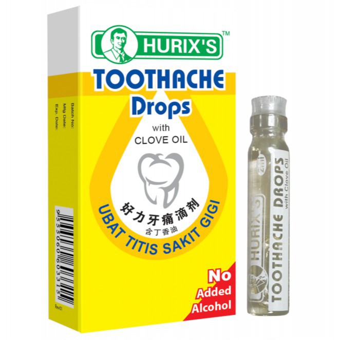 HURIX'S TOOTHACHE DROPS WITH CLOVE OIL UBAT TITIS SAKIT GIGI 2ML ...