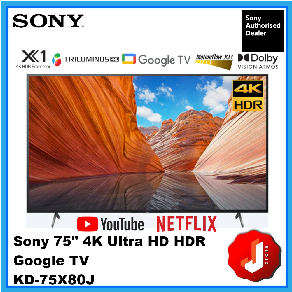 Sony 75" X80J 4K Ultra HD HDR Smart TV Google TV KD-75X80J KD75x80J ...