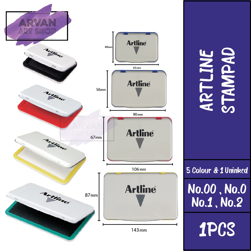 Artline Stamp Pad - INK PAD - No.00 / No.0 / No.1 / No.2 - Refillable ...