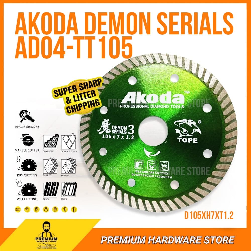 AKODA 4 Inch Demon Wet And Dry Diamond Cutting Disc AD04-TT105 (D3 ...
