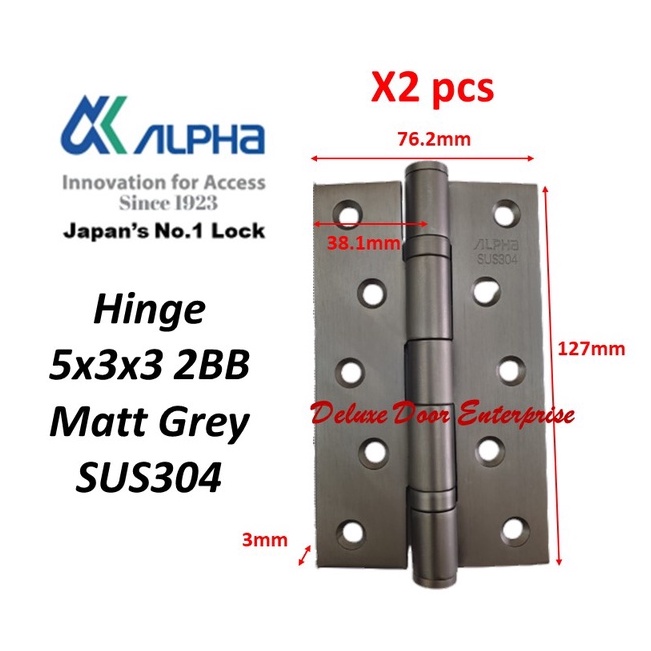 Alpha Hinge 5x3x3 2BB / SUS304 Hinge / Hinge / 5 inch hinge / 5'' hinge / hinges | Shopee Malaysia