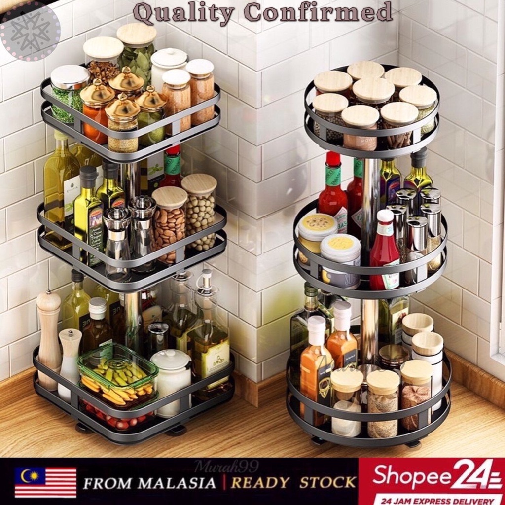 360°Kitchen Organizer Rak Dapur Serbaguna Kitchen Rack Home Rack Spice ...