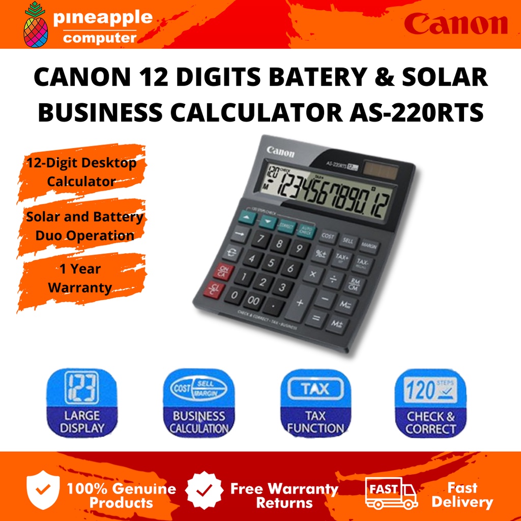 Canon 12 Digits Solar Calculator/ Business Calculator (Large display ...
