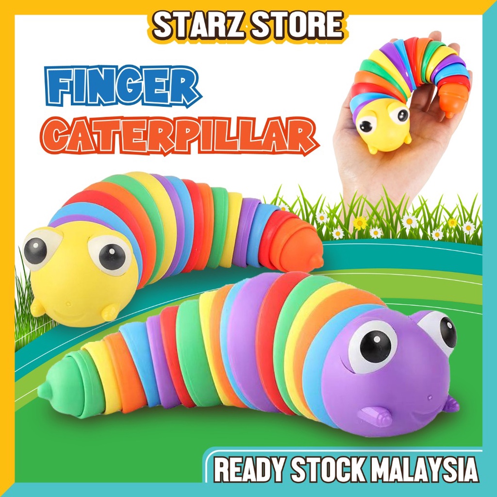 Tiktok Mainan Viral Fidget Finger Slug Articulated Sticky Stretch Slug ...