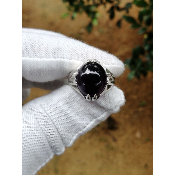 PERMATA AKIK YAMAN HITAM ASLI RING PERAK /SILVER 925 | Shopee Malaysia