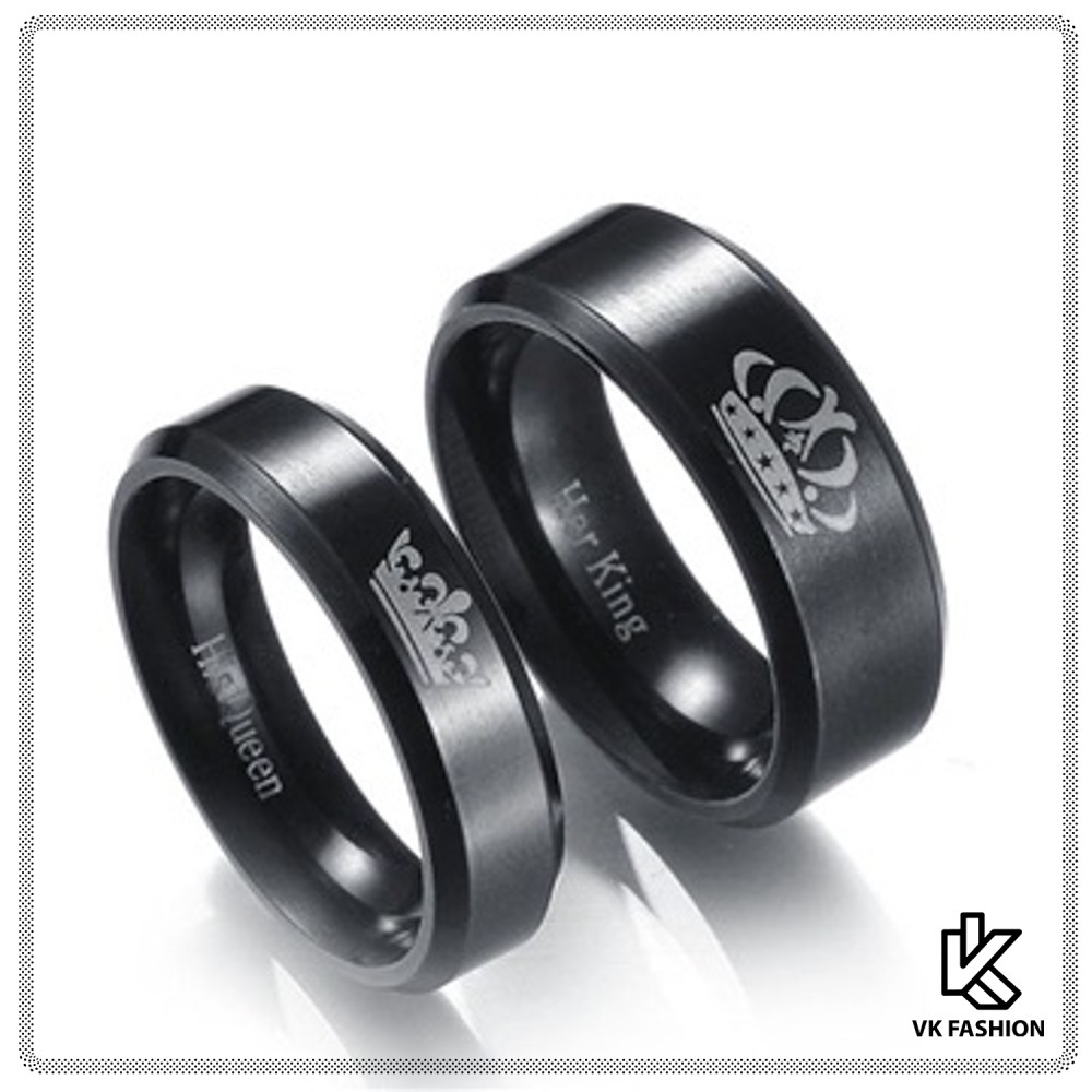 [READY STOCK] Black SIlver Couple RIng Men Women Cincin Hitam Korea ...