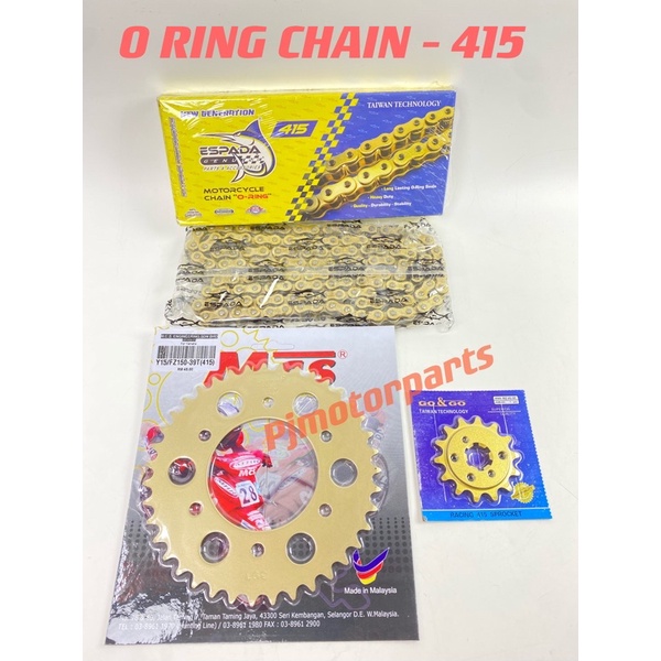 Sprocket Set 415 (Y16/ Y15/Y15ZR /FZ150) Espada 415 O-Ring Chain Gold ...