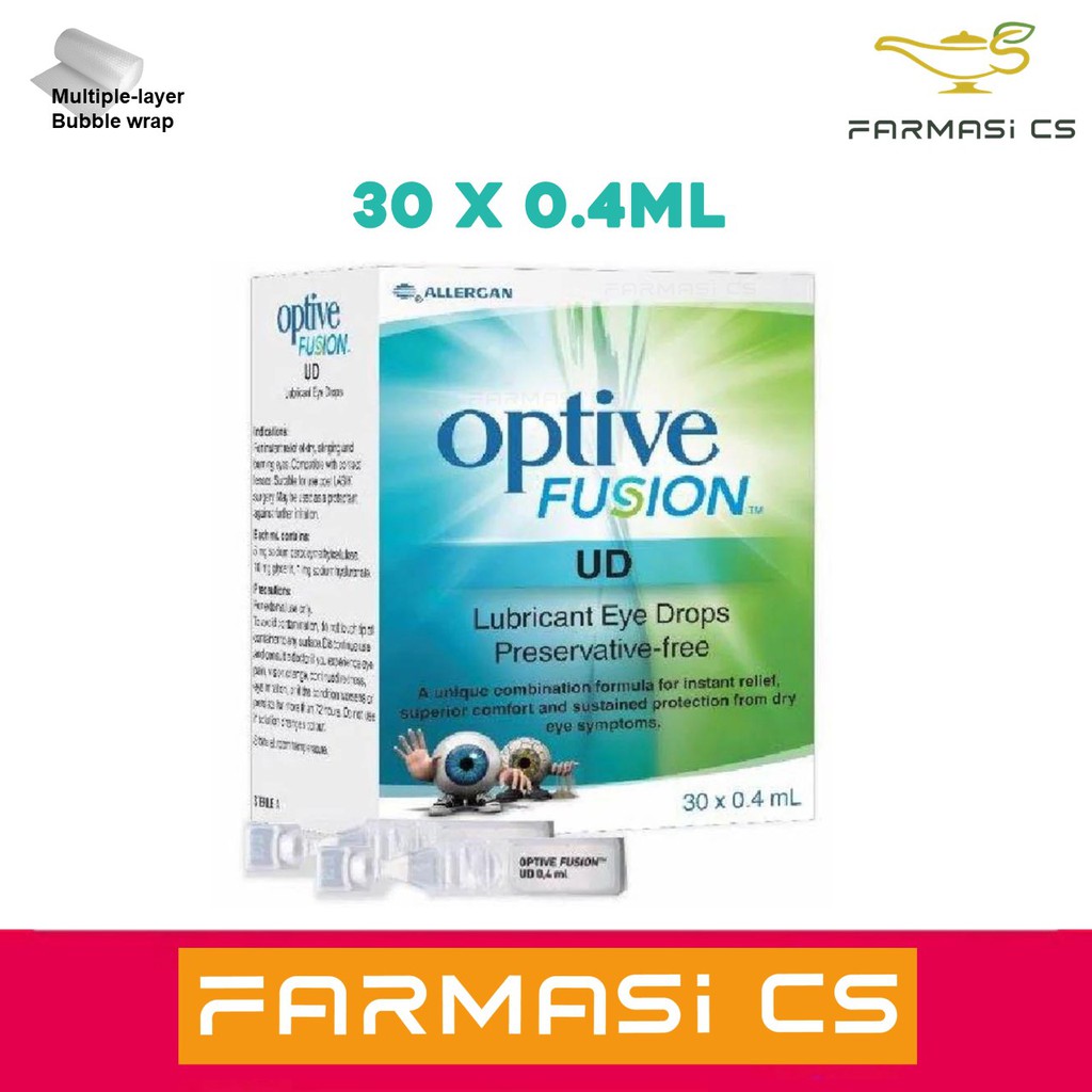 Allergan Optive Fusion UD Lubricant Eye Drops Preservative Free 30 x 0. ...