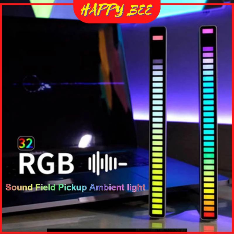 RGB Lampu Musik LED Music Rhythm Light Bar Pickup Sound Control Voice ...