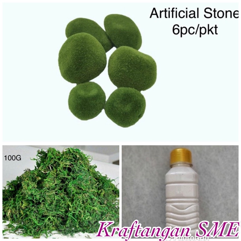 Artificial Moss Stone/ Artificial Flower Moss/ Craft Glue/ Batu /Lumut ...