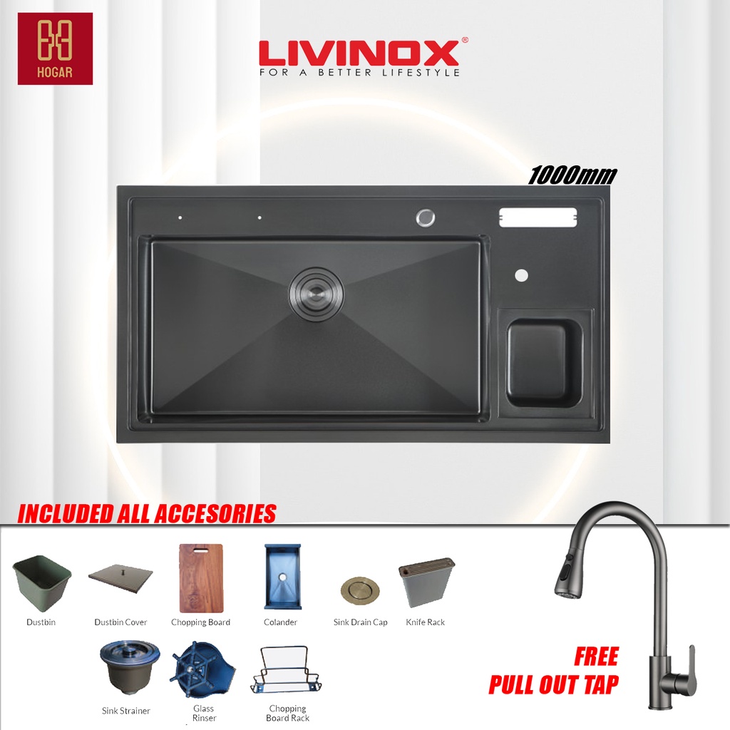 Livinox Workstation Sink| LWS-10052B | Sinki Dapur | Large Single Bowl ...