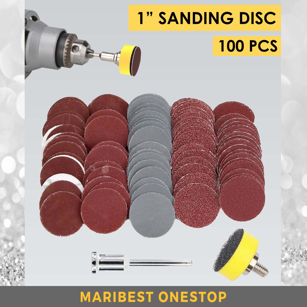100PCS 25mm 1" Sander Disc Sanding Disk 100-3000 Grit Paper with 1 ...