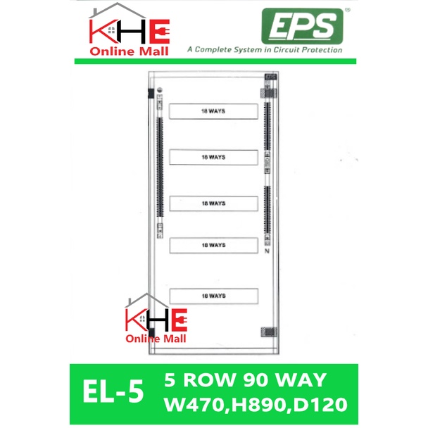 EPS - EL 5 (5 ROW 90 WAYS) METALCLAD ENCLOSURES DB BOX | Shopee Malaysia