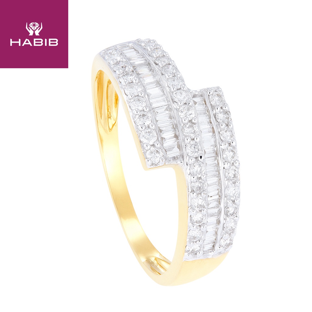 HABIB Tapered Diamond Ring in 375/9K Yellow Gold 23404(9C) | Shopee ...