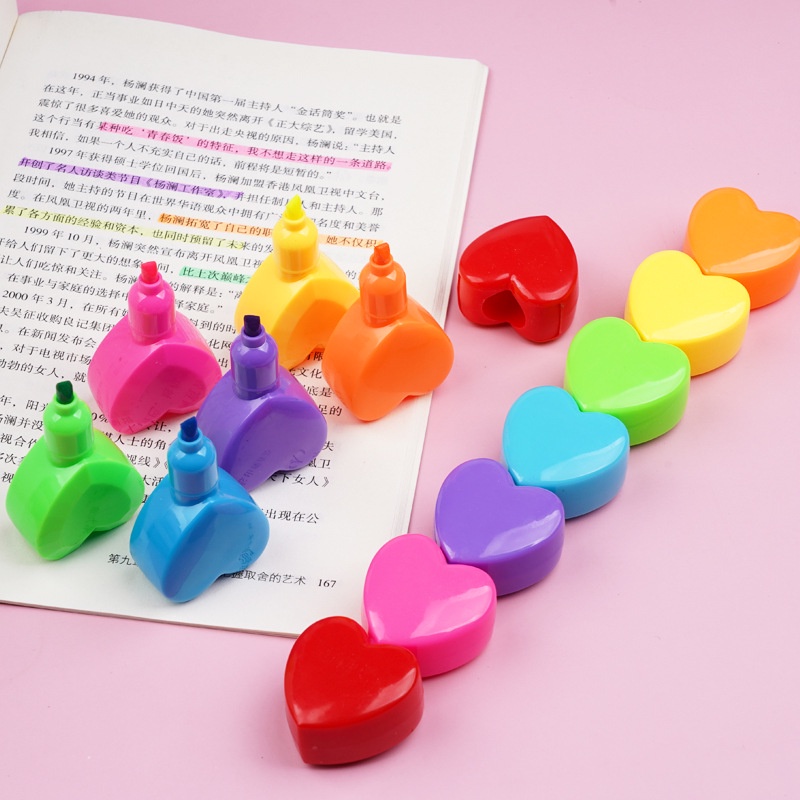 Mini Love Heart Shape Highlighter Creative Stackable Art Marker Pastel ...