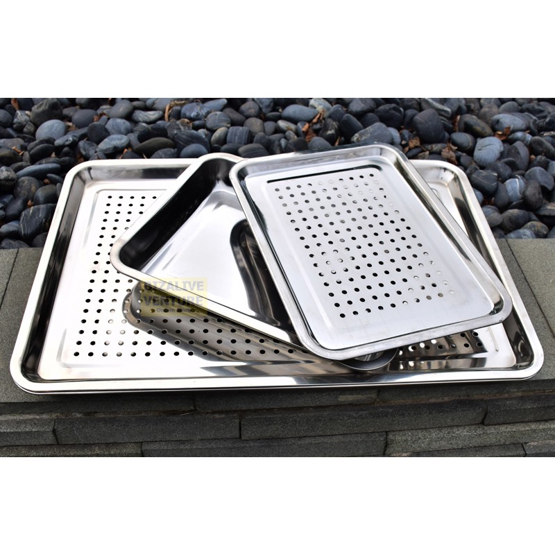 Stainless Steel Rectangle Water and Oil Strainer Tray With Holes ...
