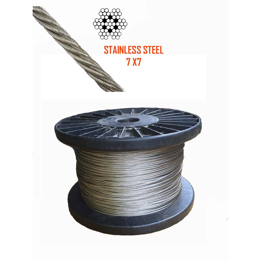 Stainless Steel Wire Rope SS304 (2mm/3mm/4mm/5mm/6mm/8mm) | Shopee Malaysia