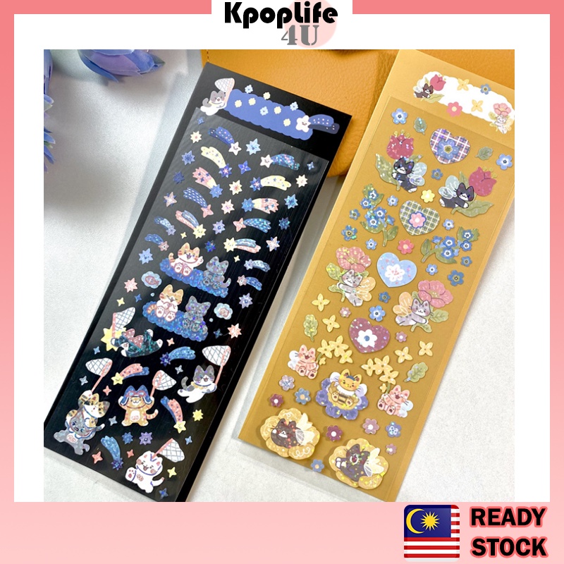 1 Pcs Laser Bling Cute Kitty Deco Sticker Photocard Album Diary ...