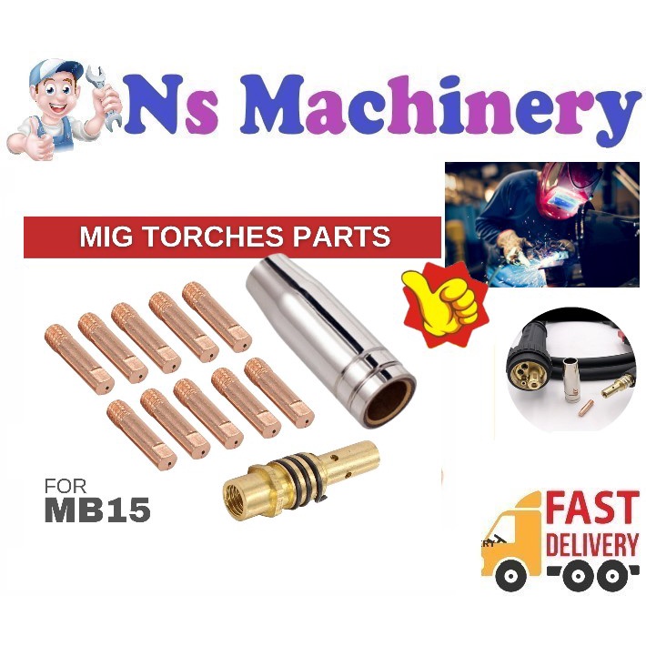 Mig welding MB15 NOZZLE / TIP HOLDER / CONTACT TIP 0.8MM / CONTACT TIP 1.0MM | Shopee Malaysia