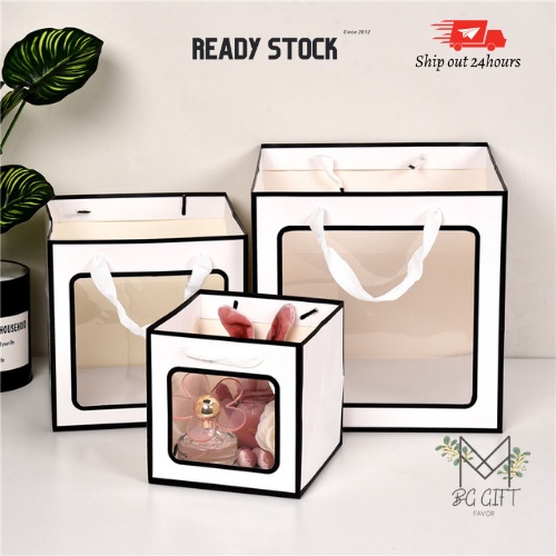 Window Paper Bag/Square Paper Bag/Transparent Bag/Gift Paper Bag with ...