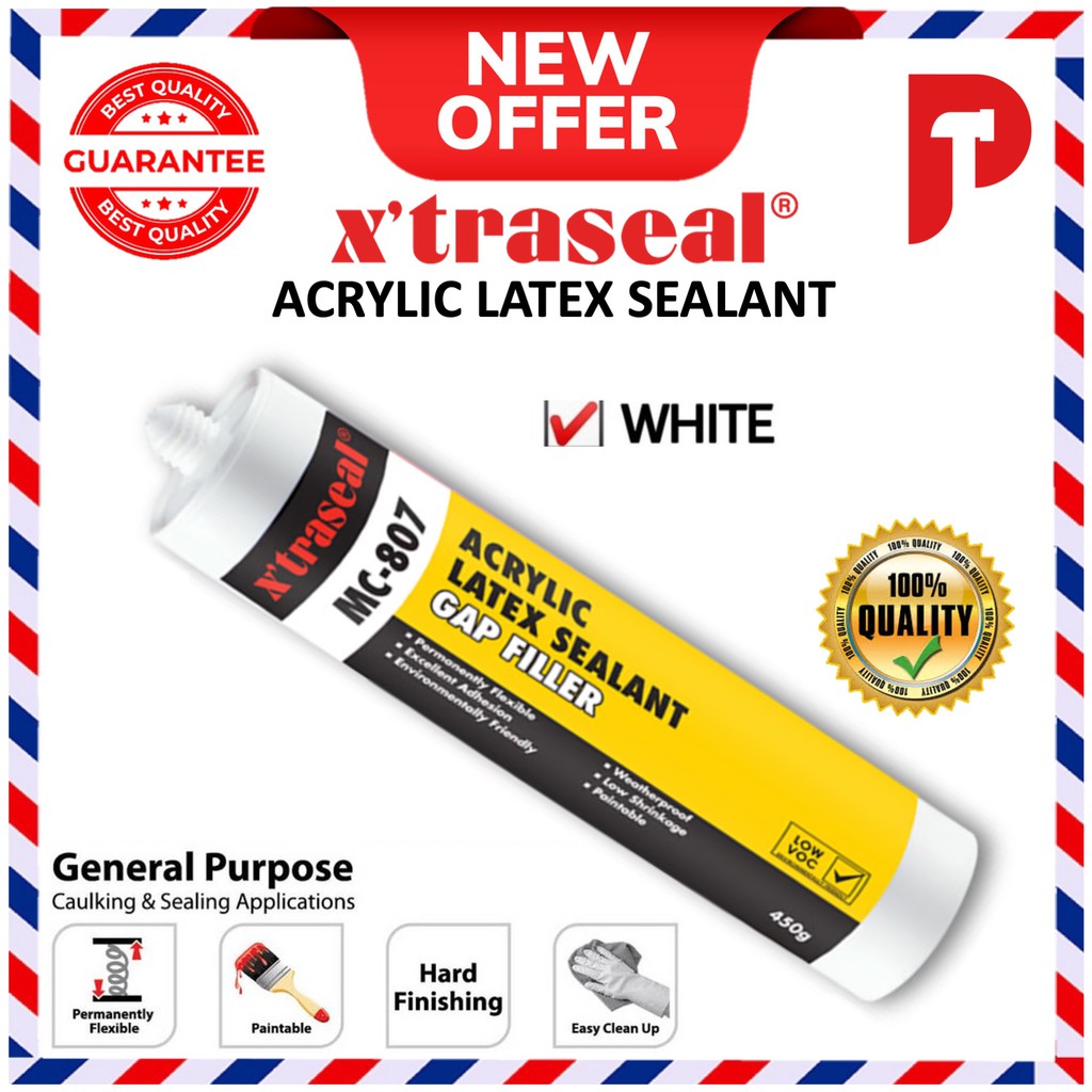 X'TRASEAL MC-807 🔥 Ready Stocks 🔥 ACRYLIC LATEX SEALANT GAP FILLER SILICONE – WHITE 450G ...