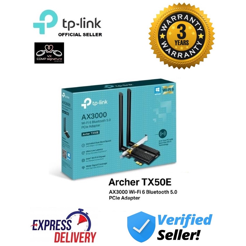 TP-Link Archer TX50E AX3000 Wi-Fi 6 Bluetooth 5.0 PCIe Adapter | Shopee ...