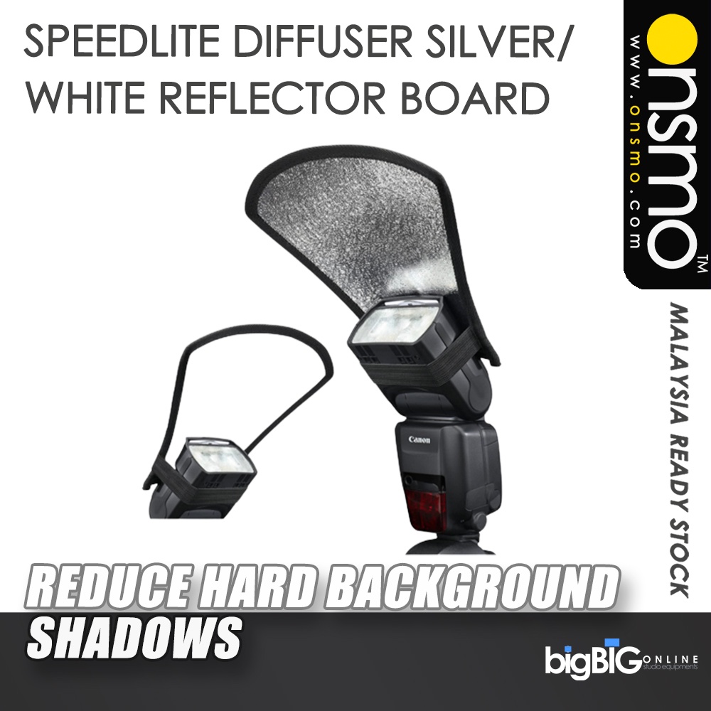 Onsmo 2 in 1 Universal Bounce Card DSLR Flash Speedlite Diffuser Silver ...