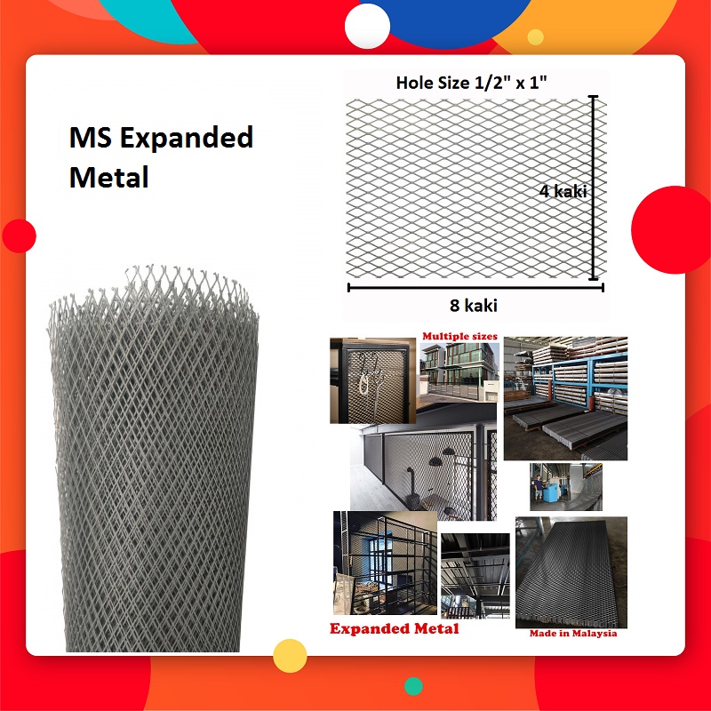 EXPANDED METAL 4 KAKI X 8 KAKI (BESI MESH) FOR GRATES, FENCING, PAGAR ...