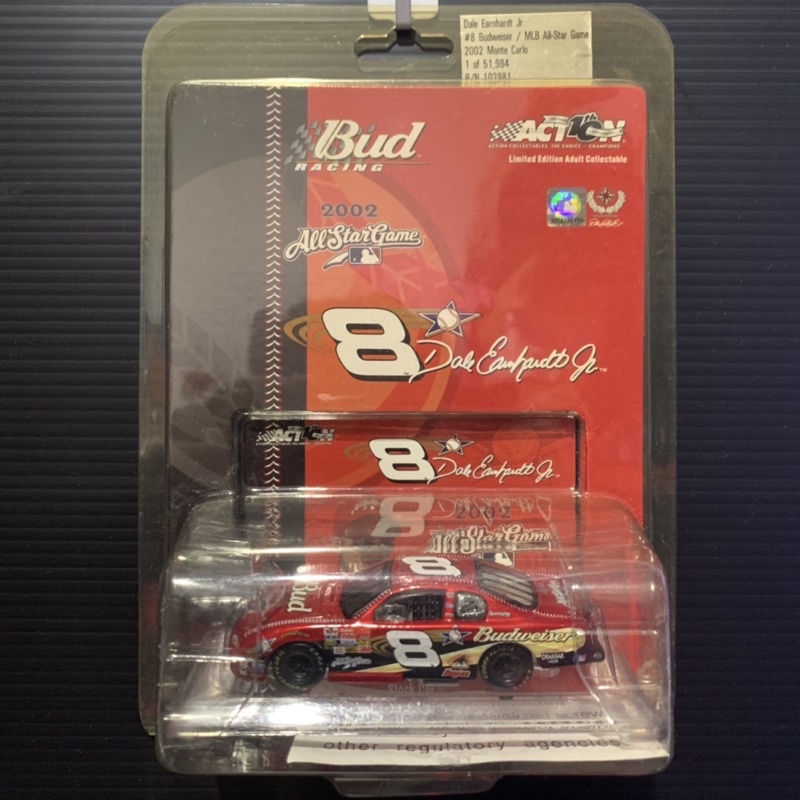 Action Dale Earnhardt Jr #8 Budweiser / MLB All-Star Game 2002 Monte ...