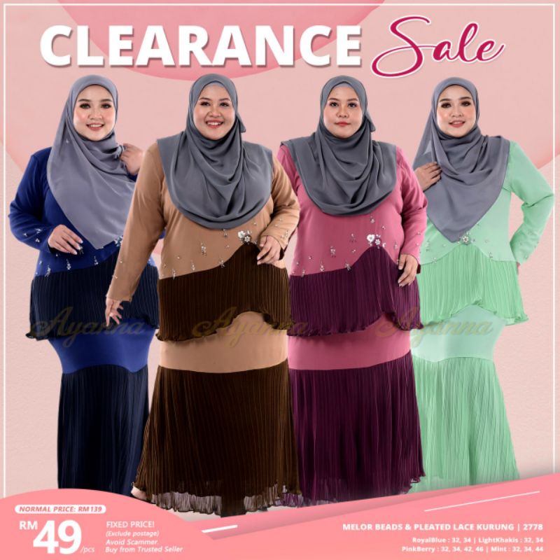 💥Clearance Sales💥🔴Melor Beads & pleated Kurung - Dewasa (2778) Saiz 32 ...