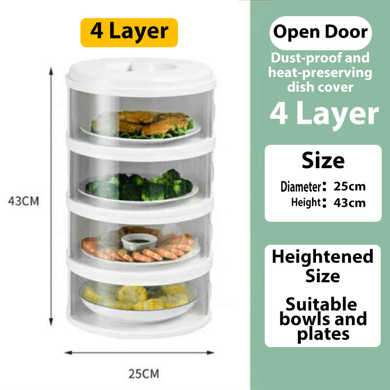 𝟱 𝗟𝗔𝗬𝗘𝗥 》 Food Cover Transparent Stackable Insulation Dish Dustproof ...
